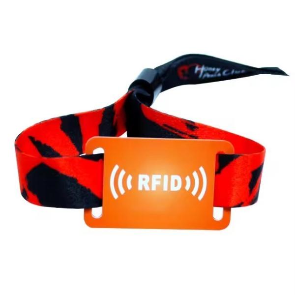 Quality Customized Yellow Woven RFID Fabric Bracelets for Comfortable Festival Events for sale