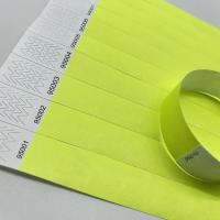 China Custom Tyvek Wristbands 250x19mm Strong Adhesive Closure Waterproof Event Bracelets for sale