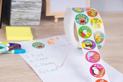 Cina 1 pollice 25mm adesivi rotondi 500 pcs animali carini etichette per ricompense scolastiche e insegnanti in vendita