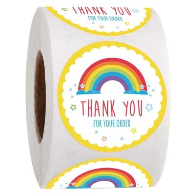 Cina Adesivo personalizzato, resistente all'olio, arcobaleno carino, grazie, adesivo per la decorazione del regalo in vendita