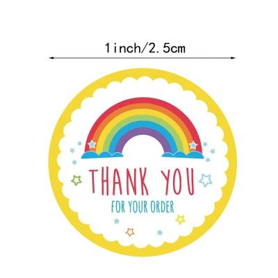 Cina Adesivo personalizzato, resistente all'olio, arcobaleno carino, grazie, adesivo per la decorazione del regalo in vendita