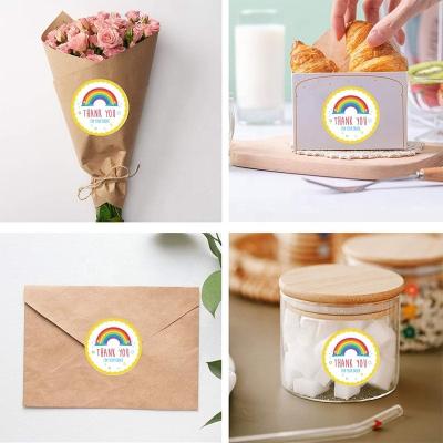 Cina Adesivo personalizzato, resistente all'olio, arcobaleno carino, grazie, adesivo per la decorazione del regalo in vendita