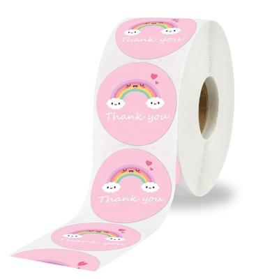 Cina Adesivo personalizzato, resistente all'olio, arcobaleno carino, grazie, adesivo per la decorazione del regalo in vendita