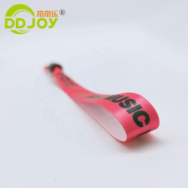 Quality Gender Women's Woven Ribbon Fabric Bracelets in Red with Plastic Slide Lock for sale