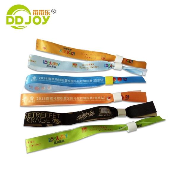 Quality Custom Printed RFID Wristbands in Orange Satin Fabric for Event Branding and for sale