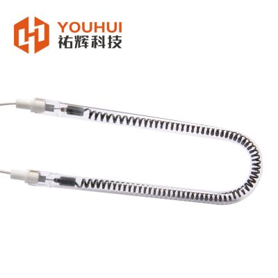 China U-Shaped Single Tube Carbon Fiber Infrared Heating Lamp with 1100-2600°C Filament Temperature and Gold Reflector for sale