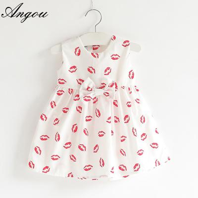 China Angou New summer girls dress Fashion Printed Dress Baby Girls Dress Cotton wholesale dress for sale