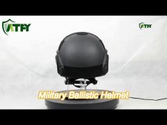 PE / Aramid Reliable FAST Bulleproof Helmet Fitted With Multiple Accessories Black / Green NIJ IIIA