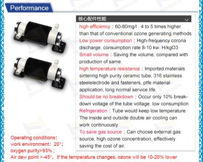 中国 Adjustable 20% to 100% ozone output ozone generator spare parts ceramic tube 販売のため