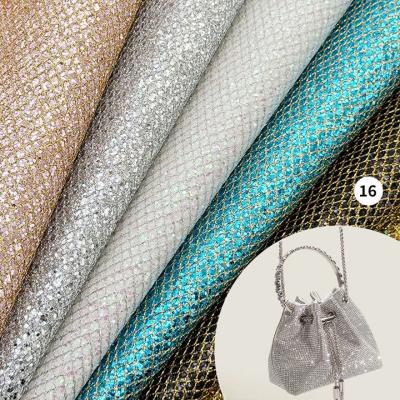 China Mesh-Type Coarse Glitter PVC Synthetic Leather Stretch Faux Leather Material for Shoe Luggage Bag Packaging Sofa Outdoor Lining for sale