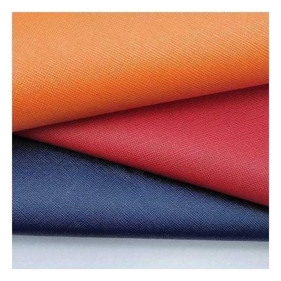 China PVC Cross Grain Artificial Synthetic Leather for Wallet Packaging Case Shoes Notebook Leather Fabric for sale