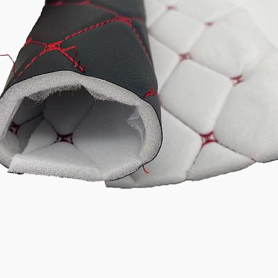 China Custom PVC Embroidery Quilted Synthetic Leather 6.0mm Polyurethane Foam for Car Seat Cover Sofa Faux Leather Fabric for sale