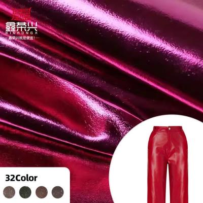 China Metal Film PU R61 Sheep Grain Synthetic Leather Clothing Wallet Box Shoes Bag Notebook Faux Leather Fabric for sale