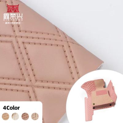 China PVC Imitation Embroidery Rhombus Artificial Synthetic Leather for Car Foot Car Seats Sofa Decorate Bag Faux Leather Fabric for sale