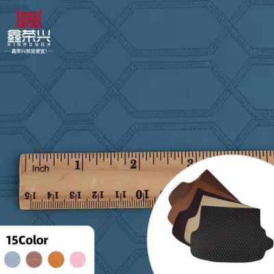 China PVC Imitation Embroidery Hexagon Artificial Synthetic Leather for Car Foot Car Seats Sofa Decorate Bag Faux Leather Fabric for sale