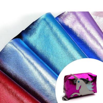 China Pvc Metal Film Filter Cross Pattern Artificial Synthetic Leather Handbag Wallet Case Shoes Notebook Faux Leather Fabric for sale