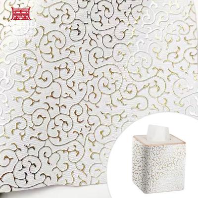 China Wholesale PVC Golden Film Embossed Style Artificial Synthetic Leather for Bag Packaging Box Shoes Notebook Fabric for sale
