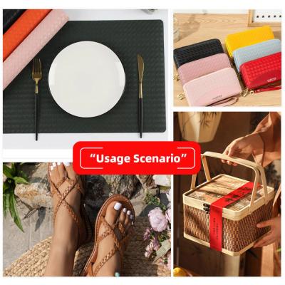 China Pvc Metal Brillante Tejido En Relieve Patrón Cuero sintético artificial para embalaje Cartera Caja de zapatos Cuaderno de notas Tejido de cuero falso en venta