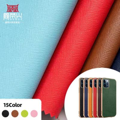 China PU Cross Grain Saffiano Synthetic Leather for Packing Box Custom Menu Covers Phone case Lining Faux Leather Materials for sale