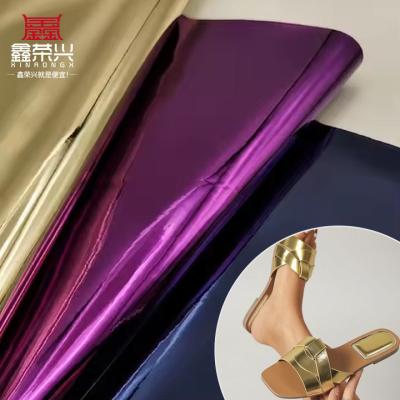 China High Quality Synthetic Faux Shoes Handbag Notebook Leather Pu Rainbow Holographic Metallic Colorful Mirror Leather Fabric for sale