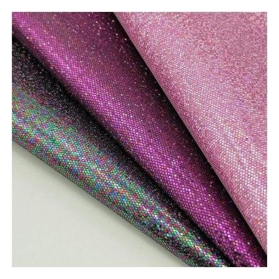 China Wholesale Mesh Glitter Fabric Synthetic Artificial Faux Leather Shoes Phone Shell Vanity Case Handbag Notebook Leather Fabric for sale