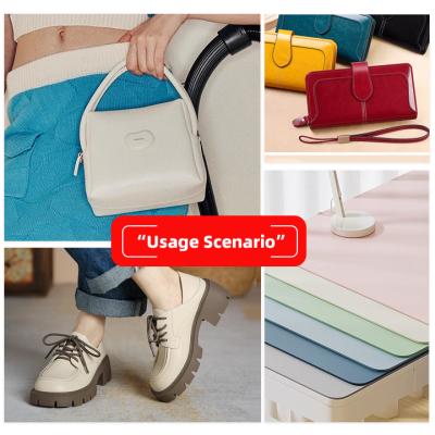 China 1.8mm Thickness 54/55" Width 40 Colors PVC Leather for Bags with Suede Backing and Embossed Pattern for sale