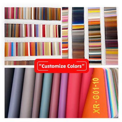 China 1.8mm Thickness 54/55" Width 40 Colors PVC Leather for Bags with Suede Backing and Embossed Pattern for sale