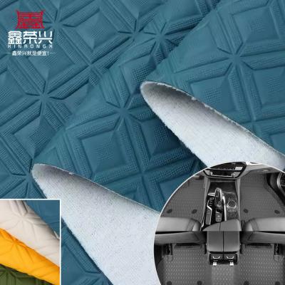 China PVC Diamond Rhombus Embossed Style Artificial Synthetic Leather for Car Foot Car Seats Sofa Decorate Bag Faux Leather Fabric for sale
