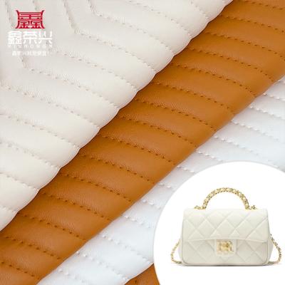 China 1.8mm Thick PVC Embroidery-Embossed Stripes Synthetic Faux Leather Waterproof Bag Table Mat Shoes Wallet Decorate Belt Sofa for sale