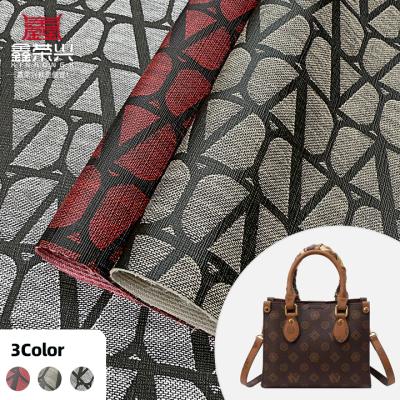 China Synthetic PVC Artificial Leather Linear Printed Style Vinyl Faux Material for Furniture Decorative Bags Phone Shells Tables for sale
