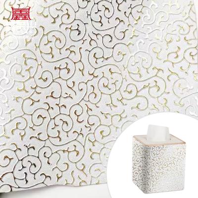 China Wholesale PVC Golden Film Embossed Style Artificial Synthetic Leather for Bag Packaging Box Shoes Notebook Fabric for sale