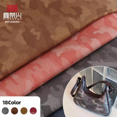 China PU Frosted Sheepskin Nubuck Grain Camouflage Synthetic Leather Bag Shoes Wallet Decorate Notebooks Case Faux Leather Fabric for sale