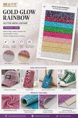 China XR Holographic Chunky Glitter Synthetic Leather for sale