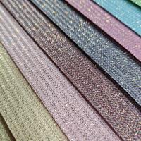 China Straight Stripe Glitter Mesh Leather 1.4mm PVC Synthetic Fabric for Bags and Shoes for sale