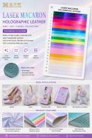 China Laser Macaron Holographic Leather with Mesh Backing 1.0mm Thickness 54 Inch Width for sale