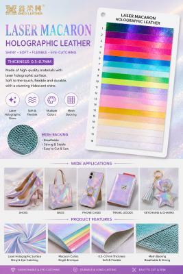China Laser Macaron Holographic Leather with Mesh Backing for sale