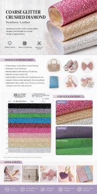 China COARSE GLITTER CRUSHED DIAMOND Synthetic Leather for sale