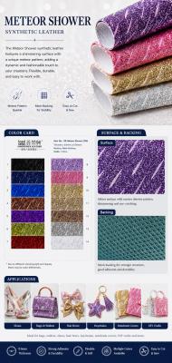 China meteor shower faux leather, stardust glitter synthetic leather, crushed diamond glitterette, fleece backed glitter leather, pastel craft leather, bag making material for sale
