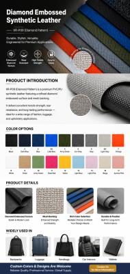 China Versatile Diamond Embossed Synthetic Leather options suitable for packaging handbags suitcases footwear clothing car seats and furniture needs for sale