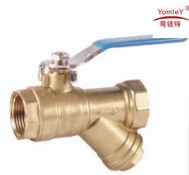 China yomtey brass  ball valve with strainer for sale