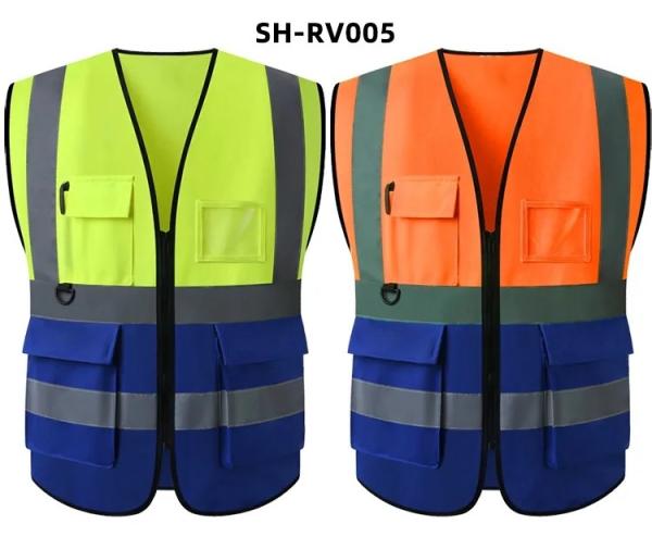 Abbigliamento tricottato Reflectiv del rivestimento di visibilità della maglia su ordinazione di sicurezza della costruzione del tessuto alto