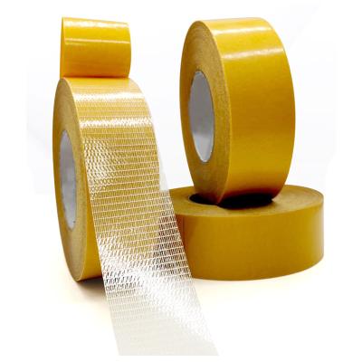 China Double-sided long filament adhesive tape mesh glass fiber carpet tape for sale
