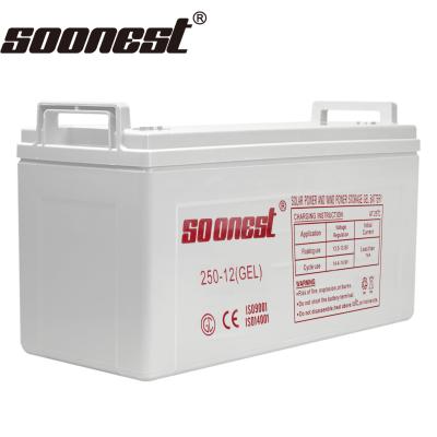 China Soonest New Design Fast Shipping Deep Cycle 12V 250Ah Solar Gel Lead Acid Battery for sale