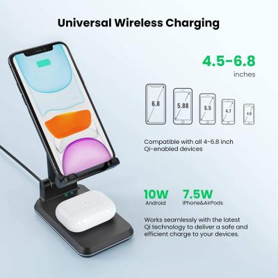 Cina QI 10W Adjustable Wireless Charger 2 in 1 Dual Wireless Charger in vendita