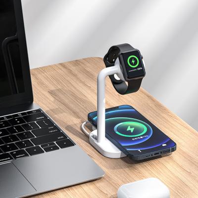 Cina 15W Fast Charging Desktop 2 In 1 Wireless Charger for Magnetic Watch Mobile Phone in vendita