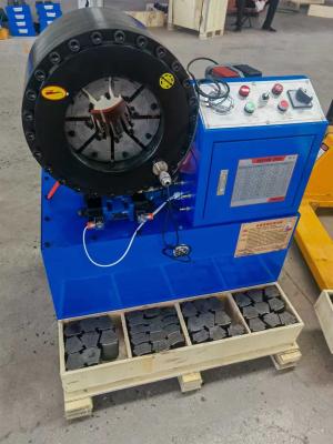 China 1/4 To 3'' High Capacity With 200pcs/H Blue Color Electric Shorter Model Button System Hydraulic Hose Crimping Machine For 6-76mm Crimping Range for sale