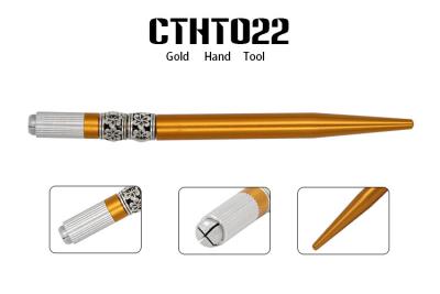 China Pluma permanente del manual de Microblading de la pluma de Microblading del maquillaje del oro de aluminio en venta