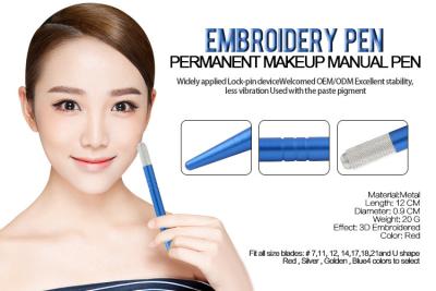 China Aleación de aluminio cosmética azul clara de la pluma del bordado de la ceja de Microblading en venta