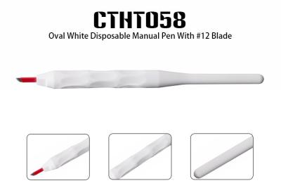 Cina La penna eliminabile monouso bianca ovale di Microblading con la lama #12/tatuaggio cosmetico segna la penna in vendita