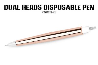 Cina testa dorata del doppio Microblading della penna eliminabile di 3D con la lama di ombreggiatura della curva in vendita